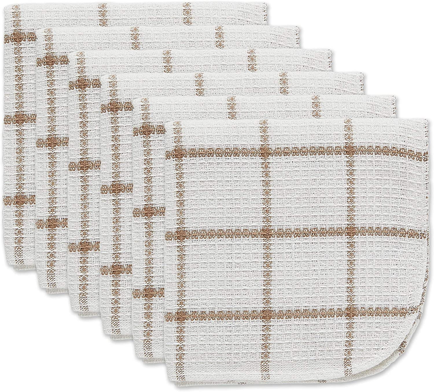 HYKE Scrubber Dishcloths Collection Windowpane Dishrag Set, 12x12 ...