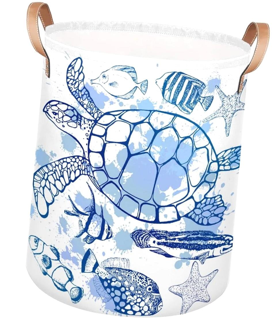 HYKE Sea Turtle Large Laundry Basket - Ocean Theme Kids Laundry Hamper ...