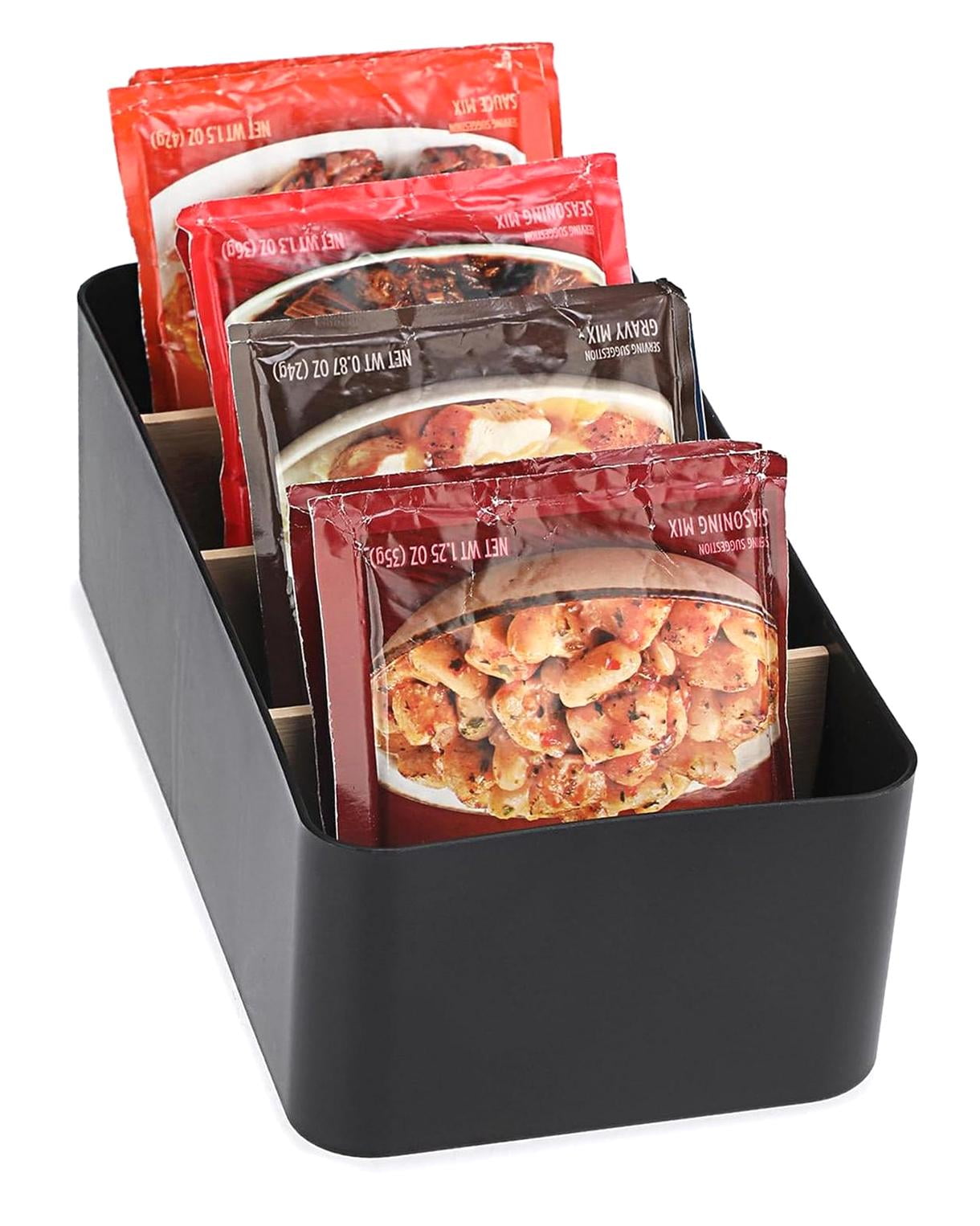 HYKE Seasoning Packet Organizer, Divided Storage Caddy with 4 Wooden ...