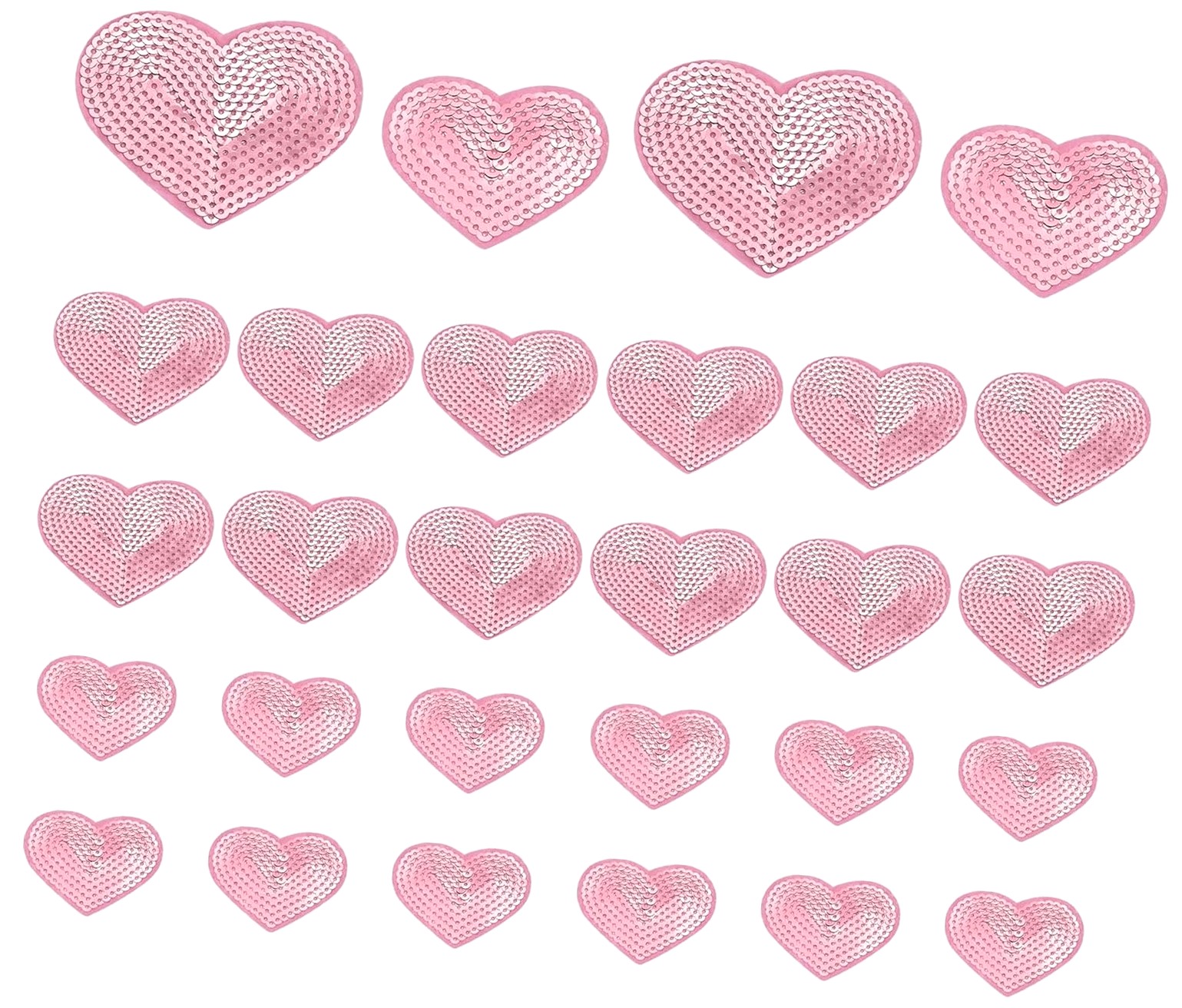 HYKE Sequin Heart Iron Patches, 28 Pcs Sew Applique Embroidery Sequin Glitter Patches for Shoes ...