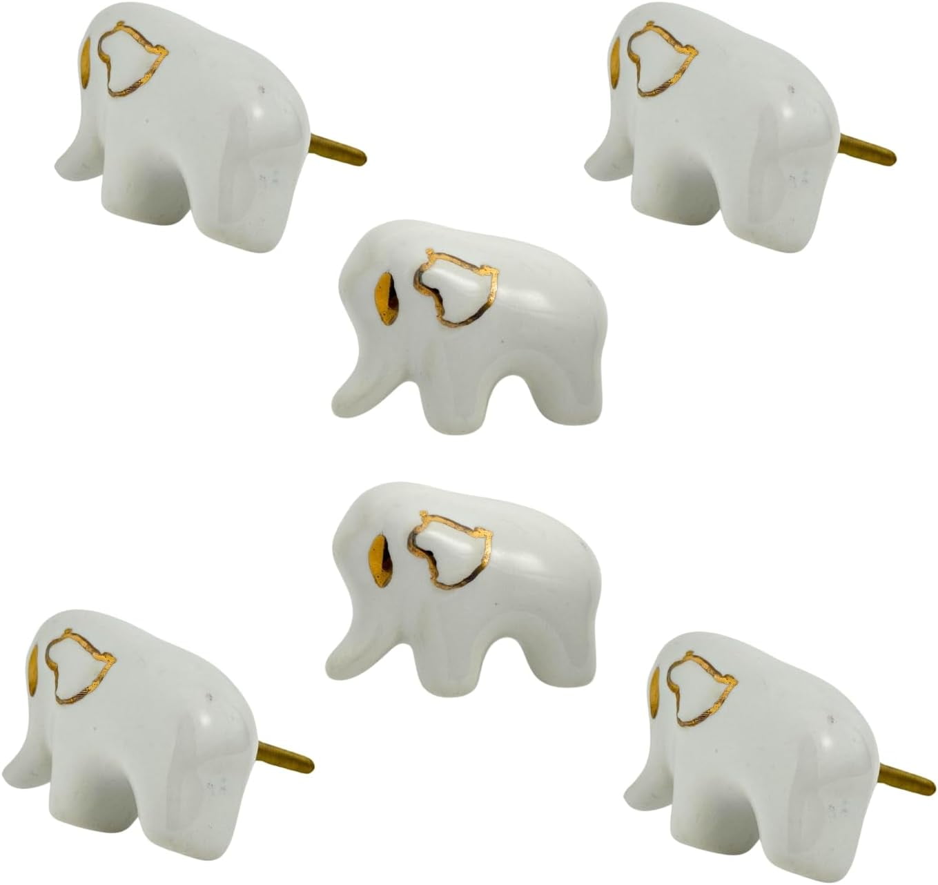 HYKE Set of 6 Elephant Shape Ceramic Knob for Kitchen Cabinets ...