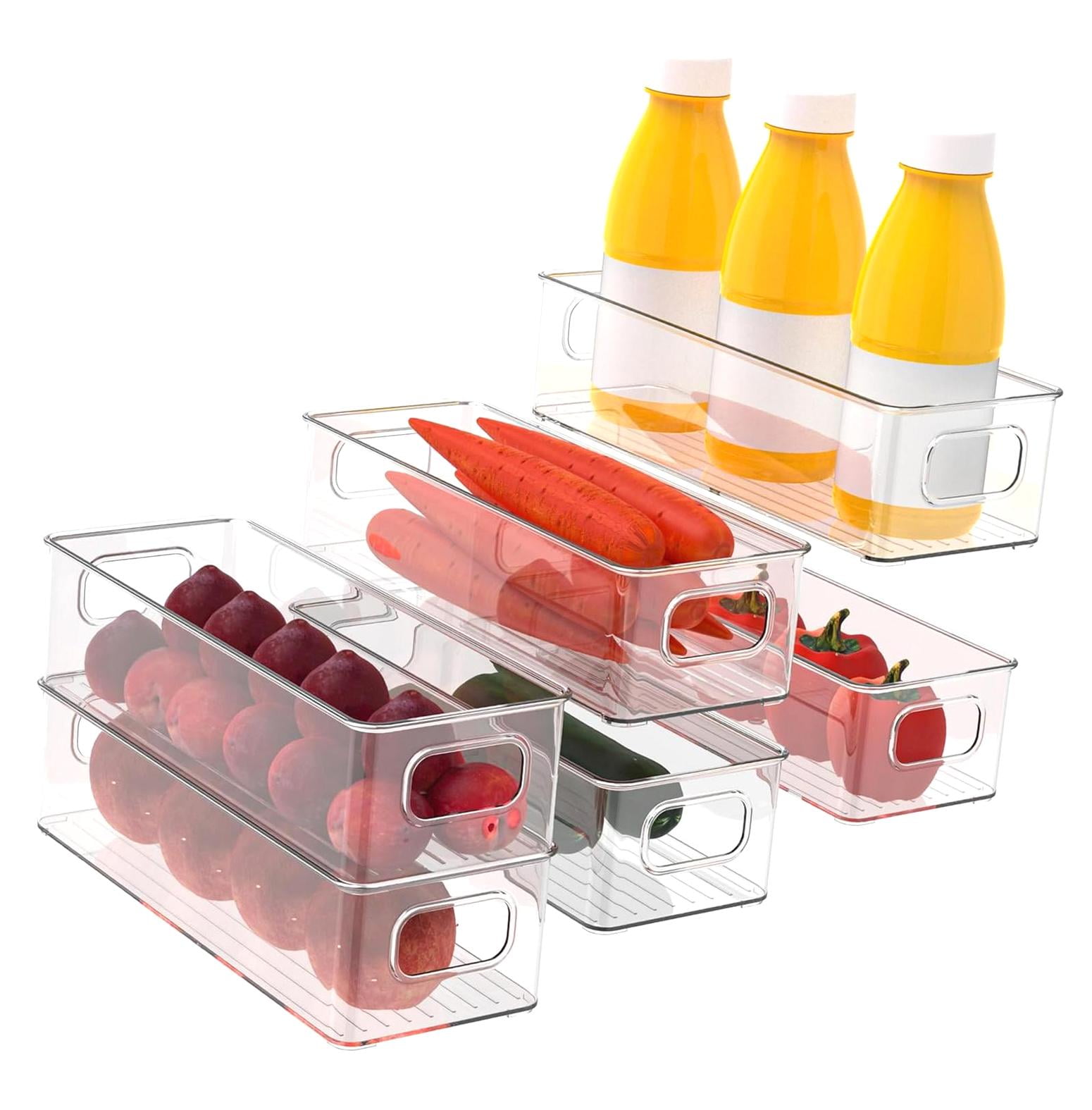 HYKE Set of 6 Refrigerator Pantry Organizer Bins - Stackable Fridge ...
