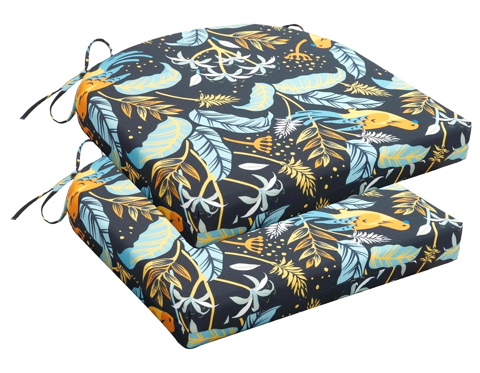 HYKE Set of 2 Chair Cushions, with Ties, Furniture Seat , 17"x16"x2 ...