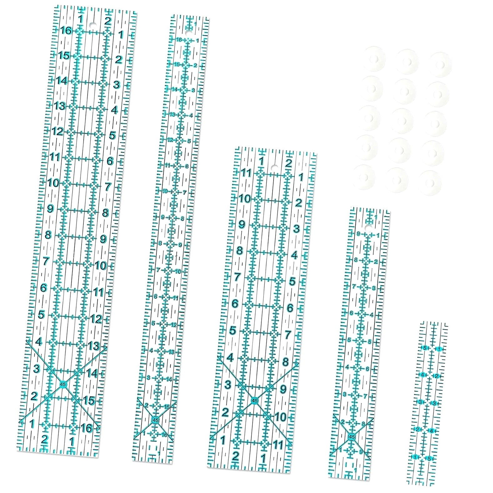 HYKE Sewing Ruler, 5 Piece Quilting Rulers, 3 Inch, 1.5 Inch, 3 12 Inch ...