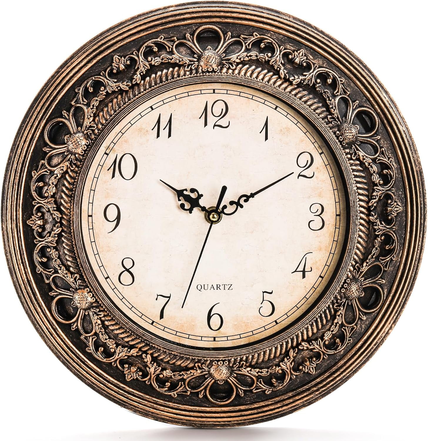 HYKE Silent Wall Clock, 13 Inch Vintage Large Wall Clock, Battery ...