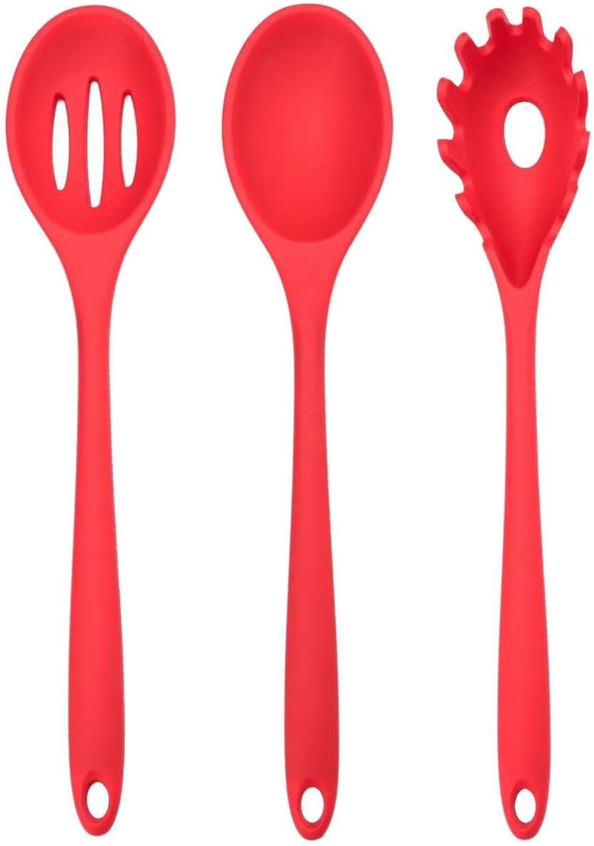 HYKE Silicone Coo Spoons Heat Resnt Large Pasta Slotted Spoon Solid ...