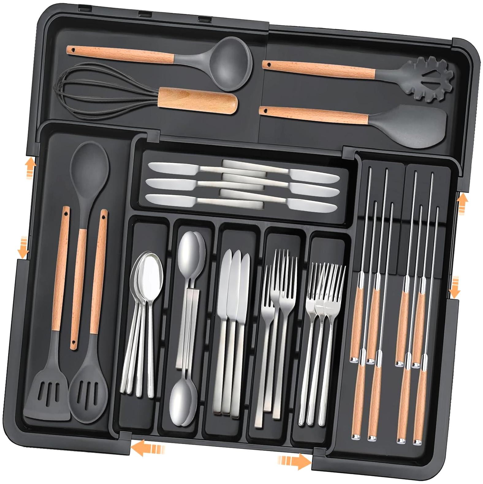 HYKE Silverware Organizer - Expandable Large Kitchen Drawer Organizer ...