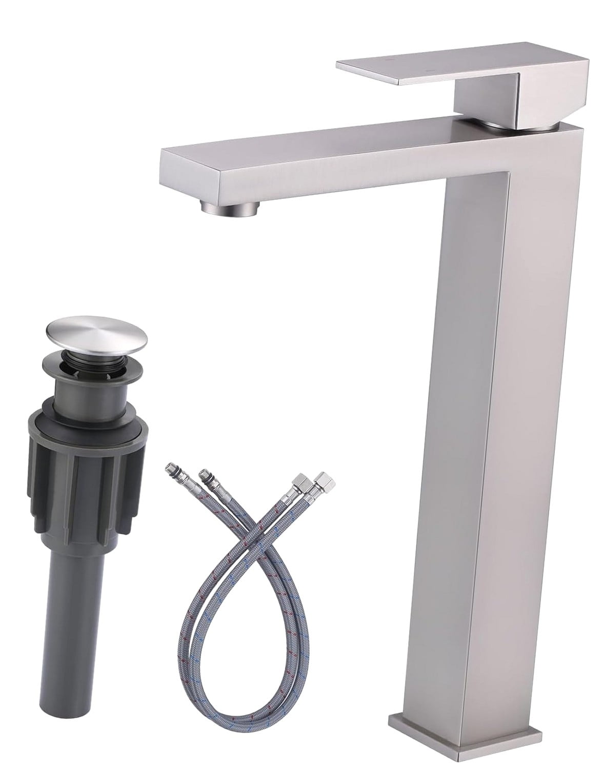 HYKE Sink Brushed Nickel, Single Handle Tall Bathroom , Single Hole ...