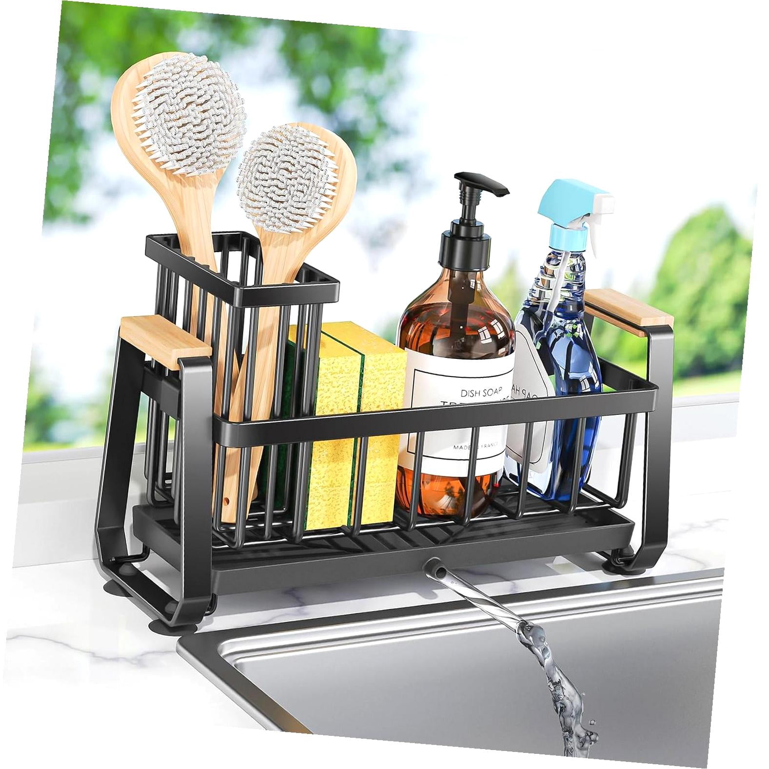 HYKE Sink Caddy Organizer, Kitchen Sponge Holder for Sink with Quick ...