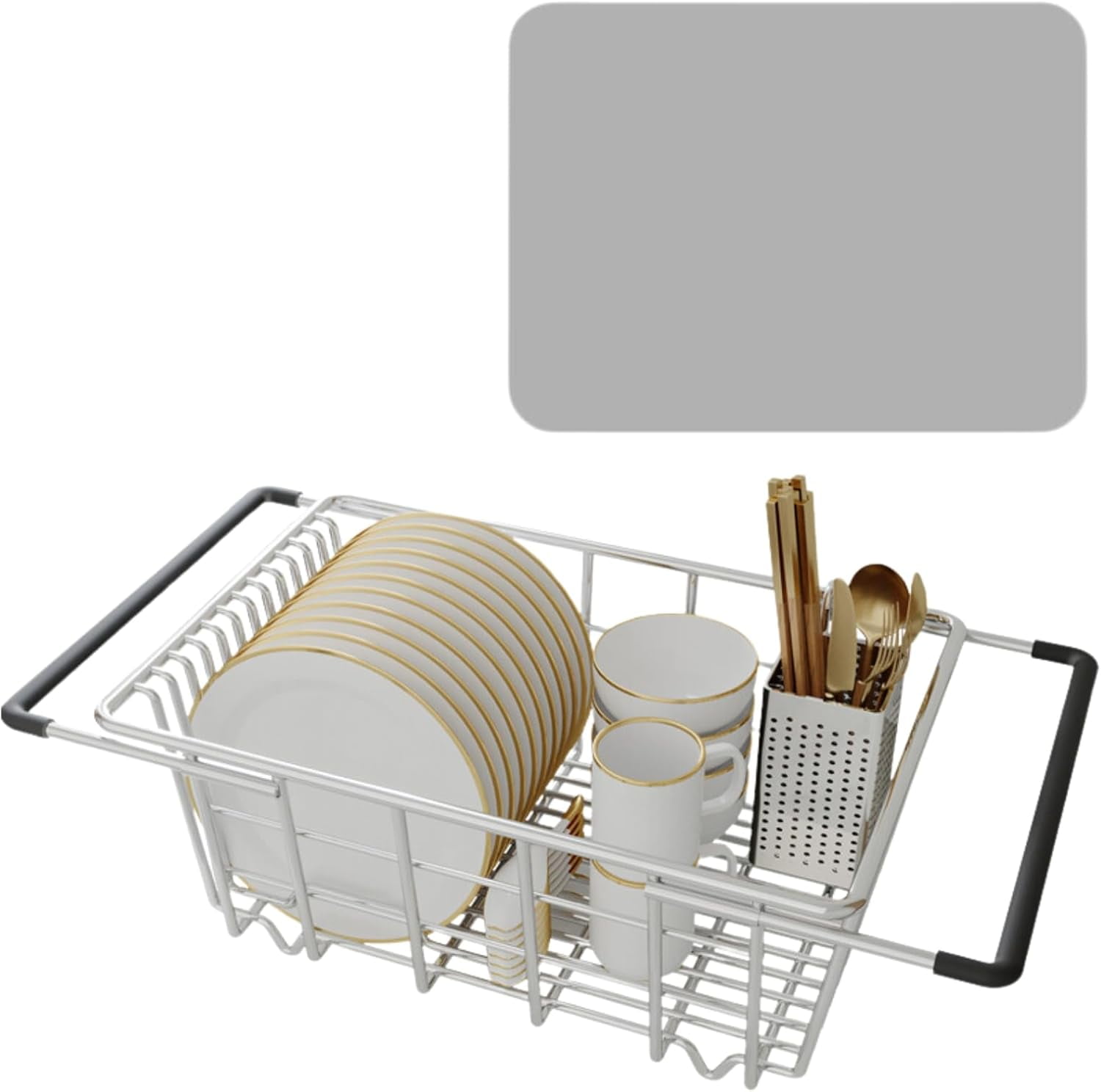 HYKE Sink Dish Drying Racks, Expandable Dish Dryer Racks Stainless ...