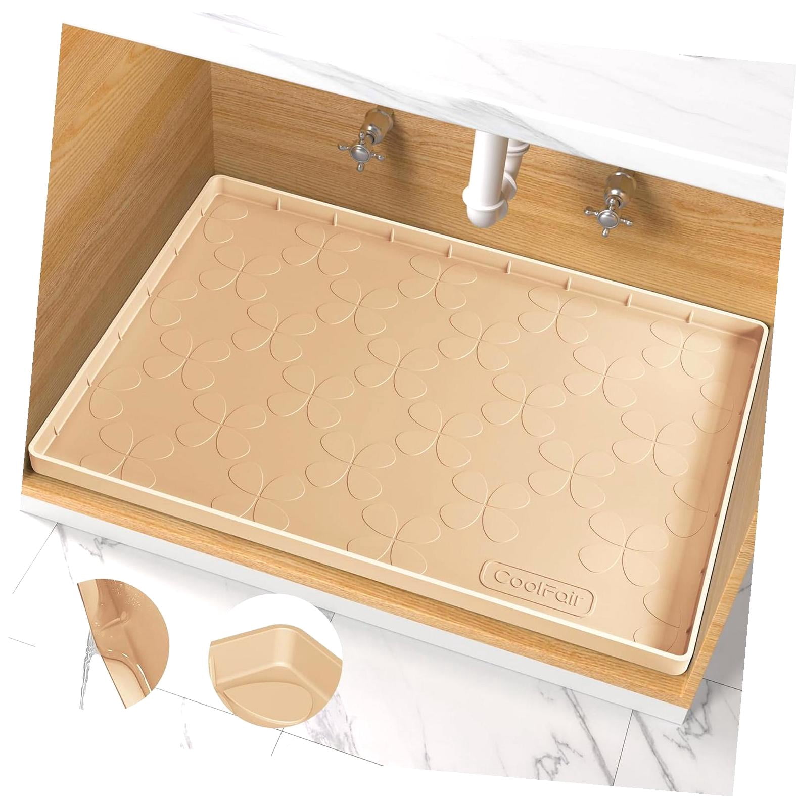 HYKE Under Sink Mat, 22'' x 19'' Silicone Mat for Kitchen Bathroom ...