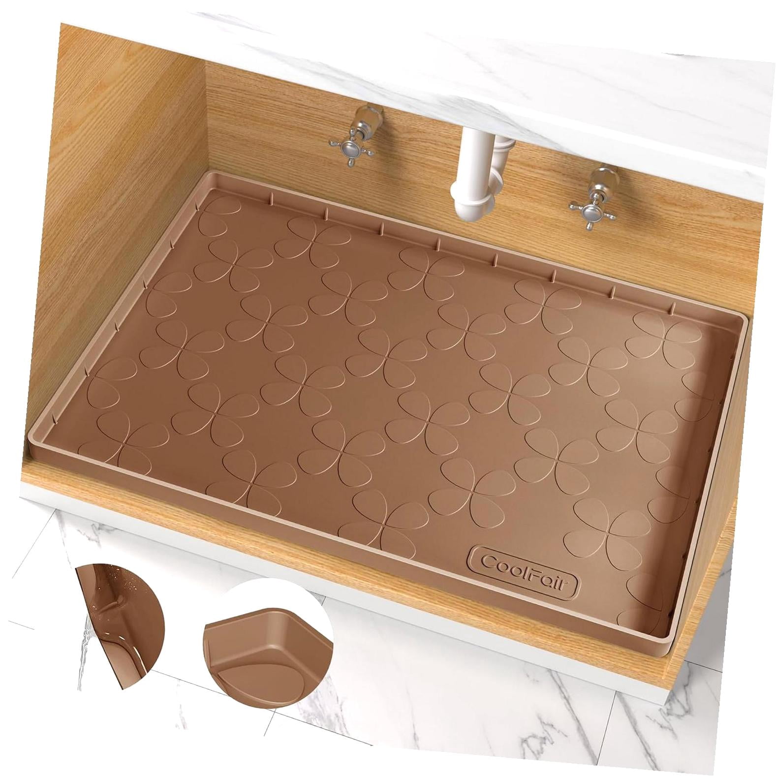 HYKE Under Sink Mat, 22'' x 19'' Silicone Mat for Kitchen Bathroom ...