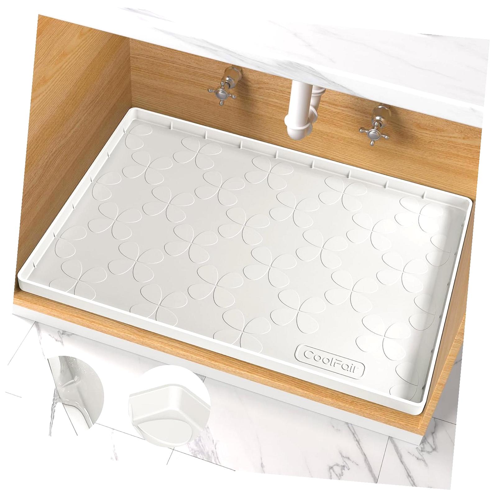 HYKE Under Sink Mat, 22'' x 19'' Silicone Mat for Kitchen Bathroom ...