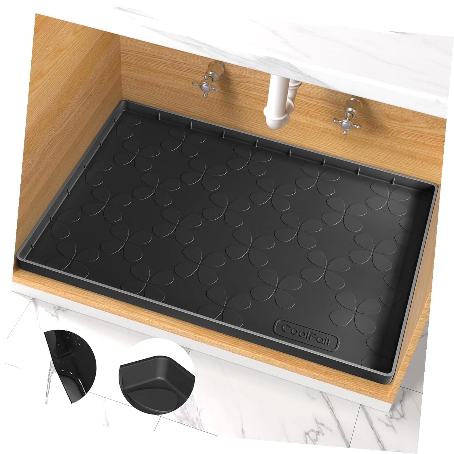 HYKE Under Sink Mat, 28'' x 22'' Silicone Mat for Kitchen Bathroom ...