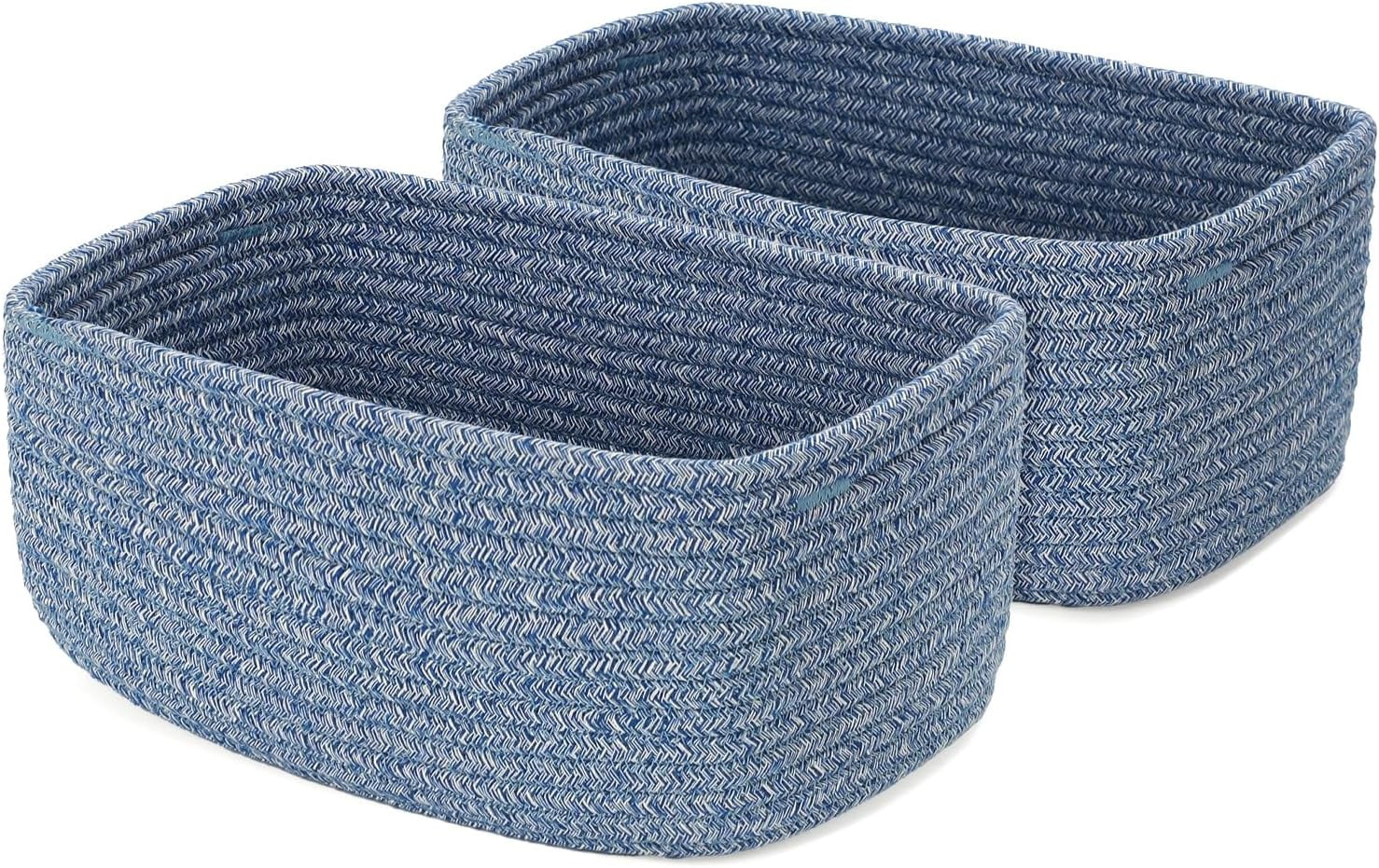 HYKE Small Rope Basket 13" x 8.5" x 5.1", Woven Storage Baskets Closet ...