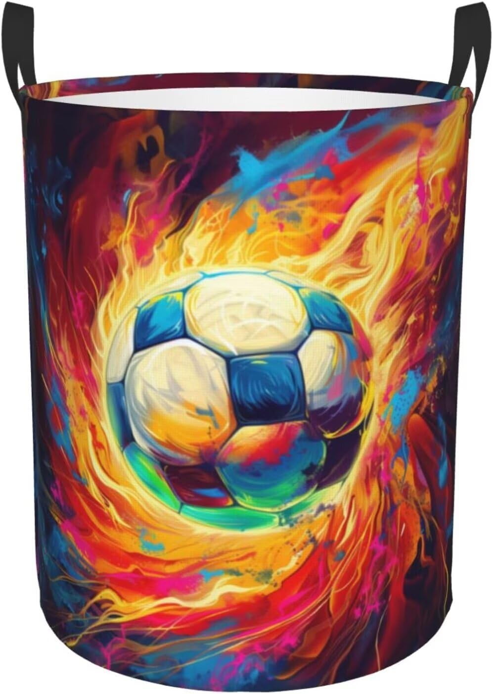 HYKE Soccer Ball Laundry Basket Collapsible Laundry Hamper Canvas Sport ...