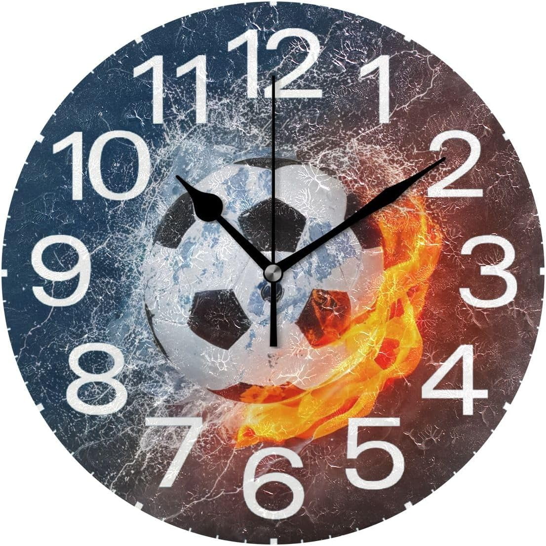 HYKE Soccer Ball in re and Water Wall Clock,Silent Non Tic 10 Inch ...