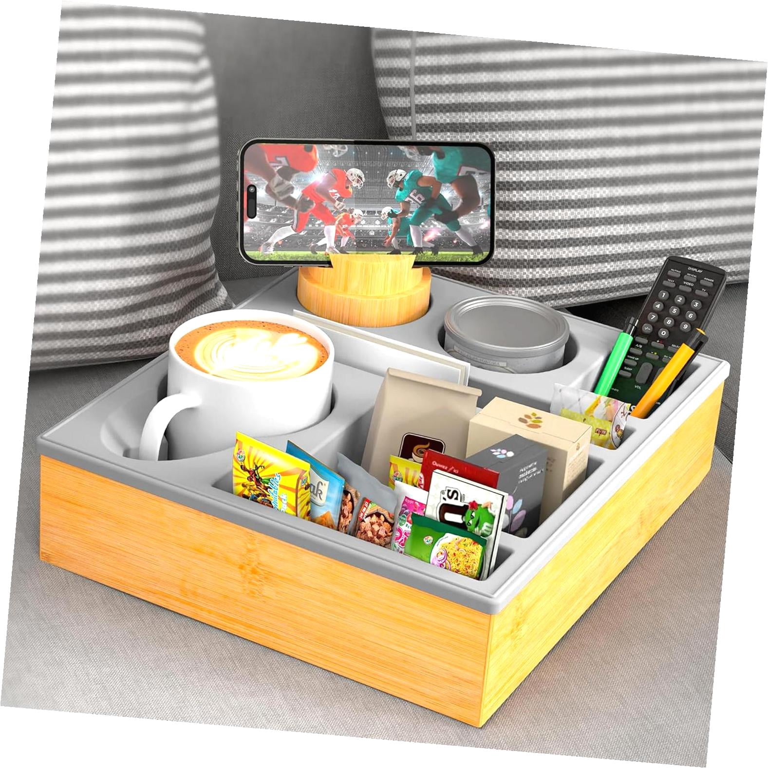 HYKE Sofa Drink Holder Tray - Silicone Couch Caddy with Beverage Holder ...