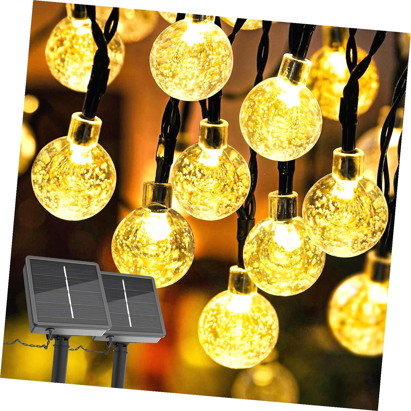 HYKE Solar Lights, 36ft with 60 LEDs in crystal globe design and 8 ...