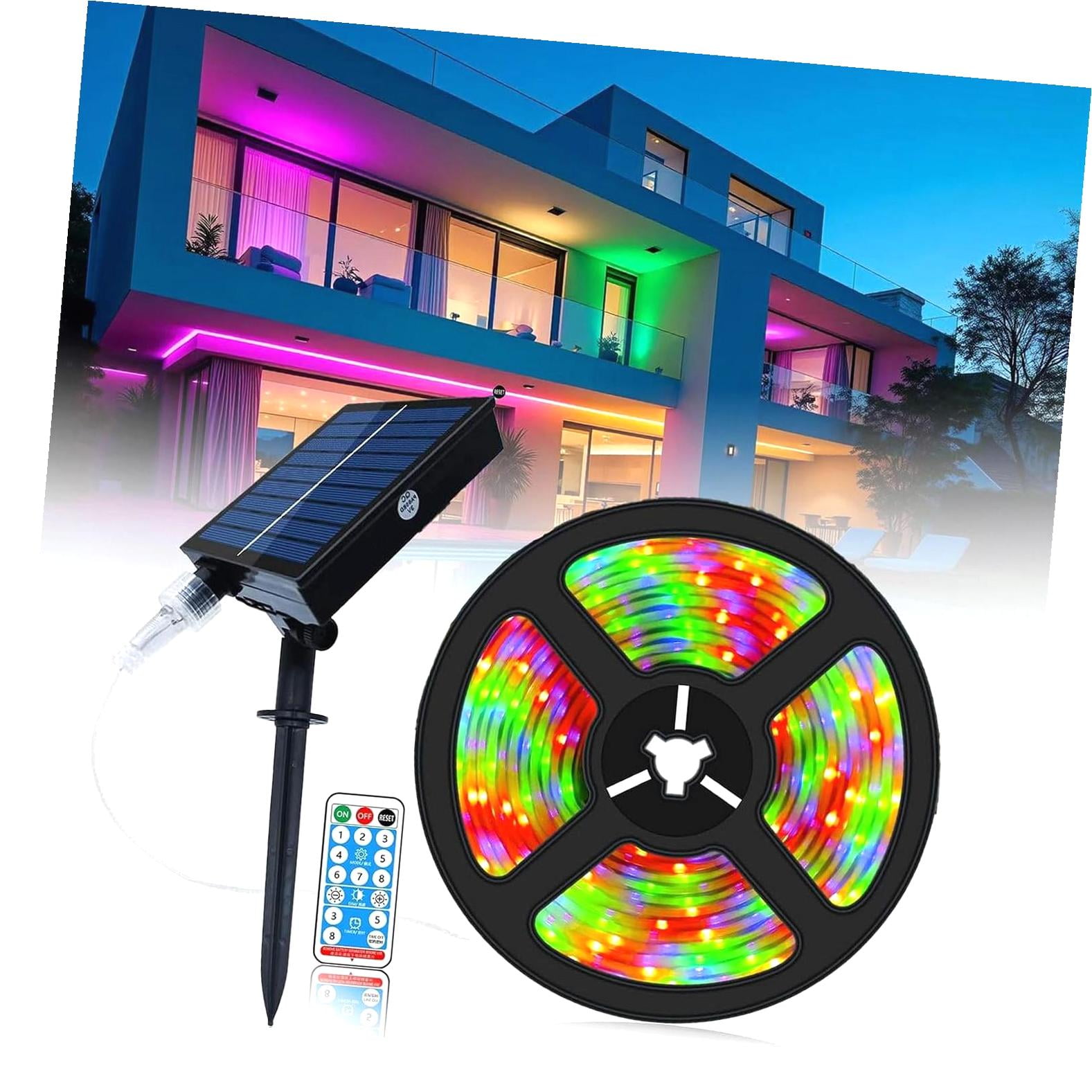 HYKE Solar Strip Lights, 16.4ft 280 LEDs Solar-Powered Color Changing ...