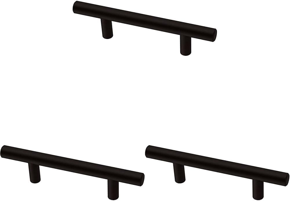 HYKE Solid Bar (30-Pack) Cabinet Handles 3" Hole to Hole Matte Black ...