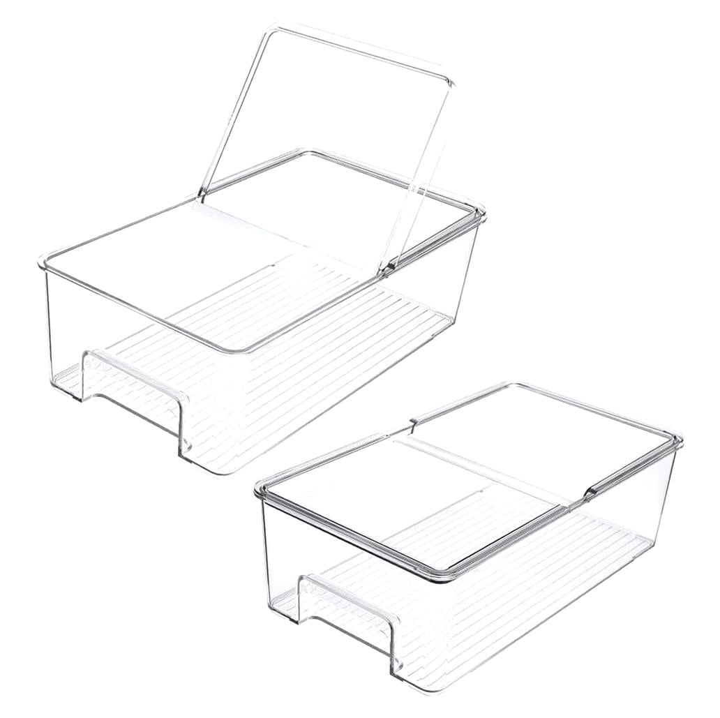 HYKE Stackable Refrigerator Organizer Bins with Lids, Large Clear Food ...