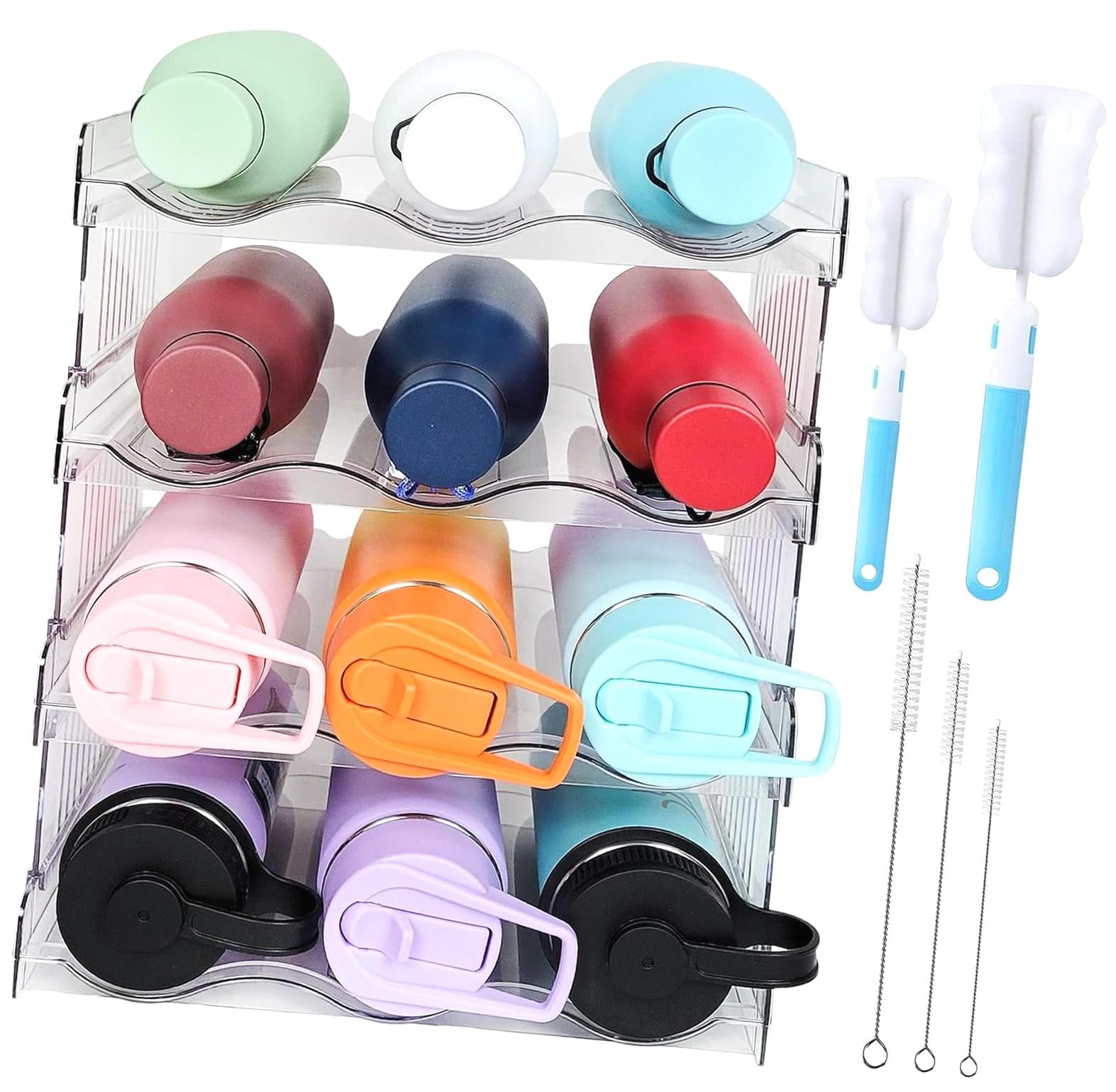 HYKE Stackable Water Bottle Organizer for Cabinet, Fridge, Pantry - 4 ...