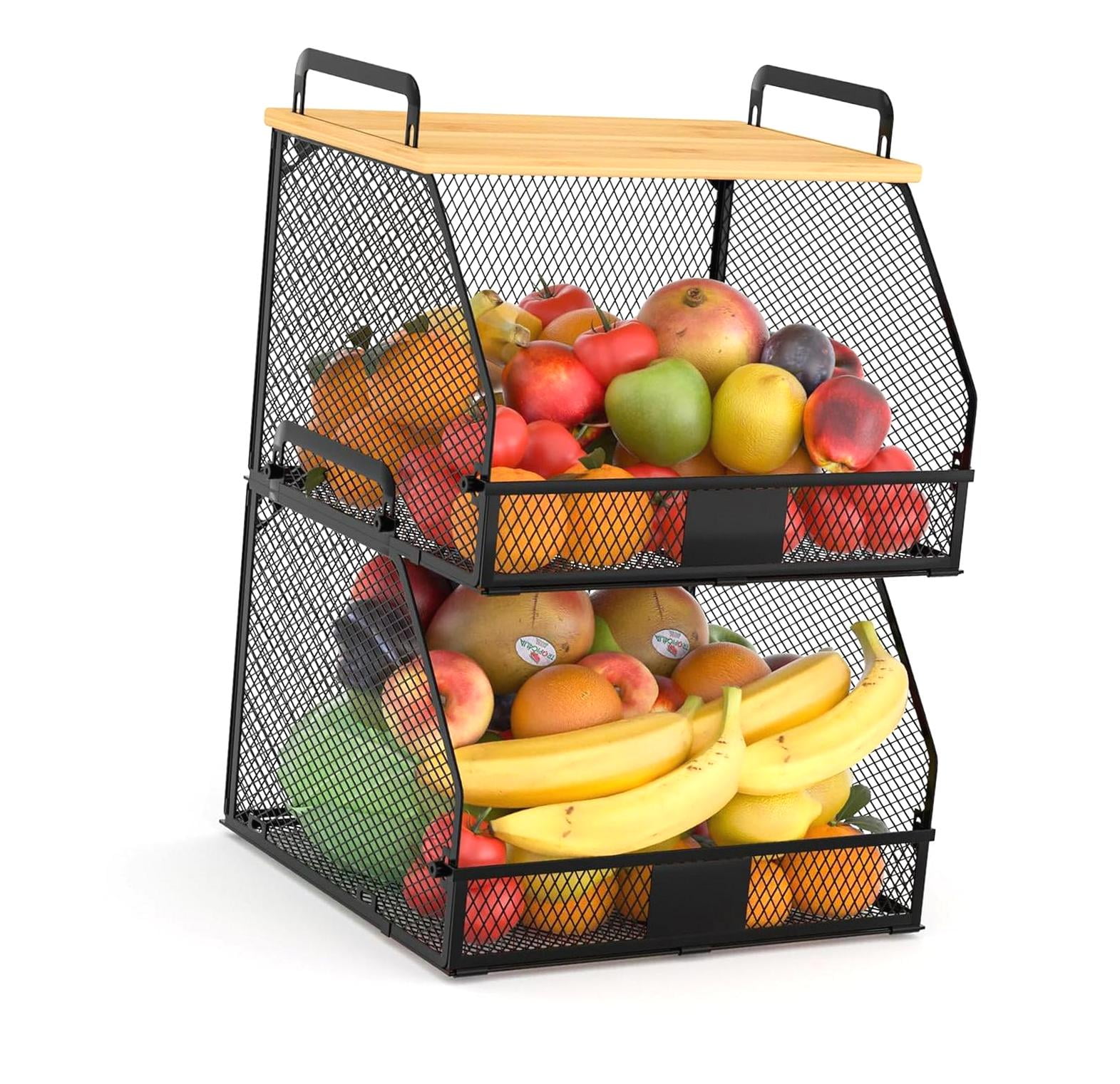 HYKE Stackable Wire Basket with Top, Wall Mounted Kitchen Pantry ...