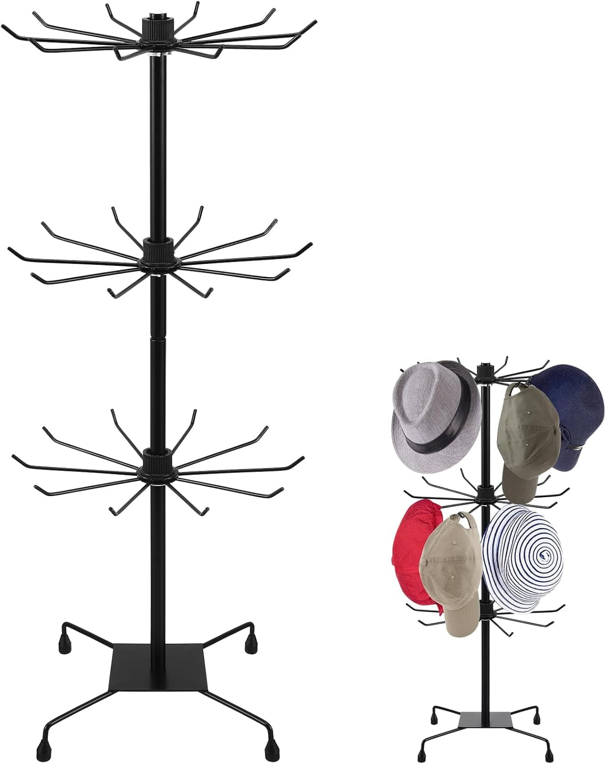 HYKE Standing Hat Rack 3- Tier Hat Display Rack Stand Metal Retail ...