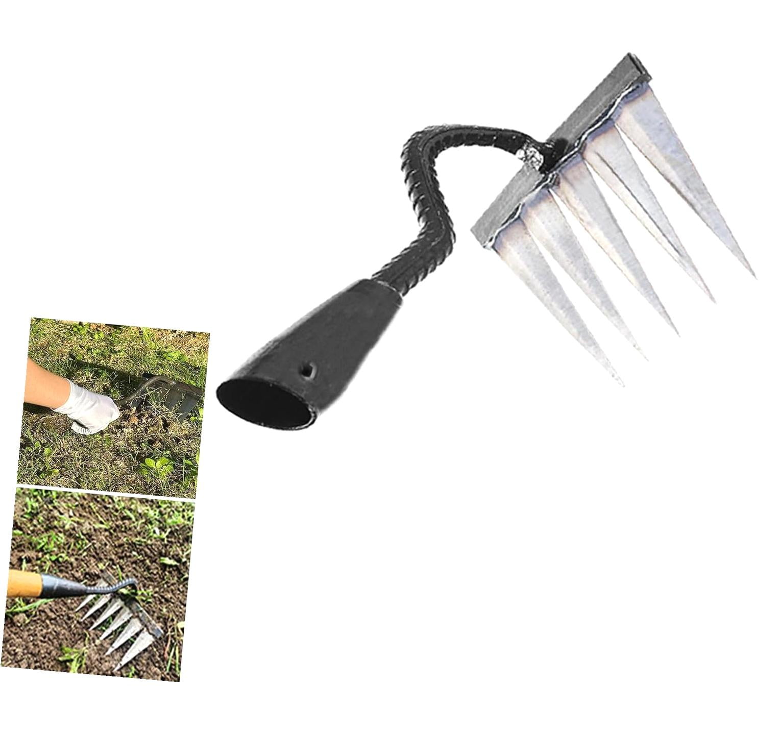 HYKE Steel Garden Weeder, 5-Tine Iron Rake for Efficient Weeding ...
