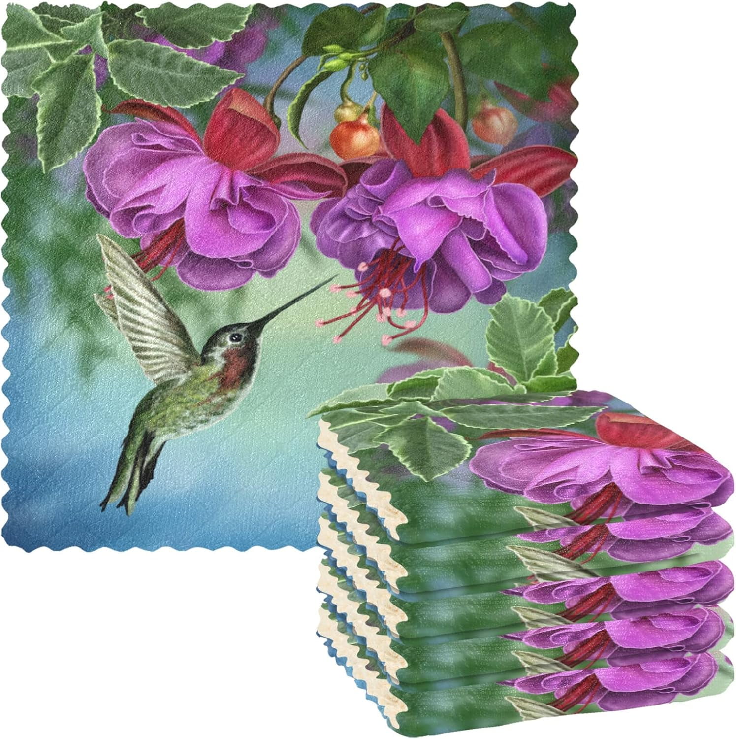 HYKE Summer Hummingbird Dish Rags for Washing Dishes, Absorbent Spring ...