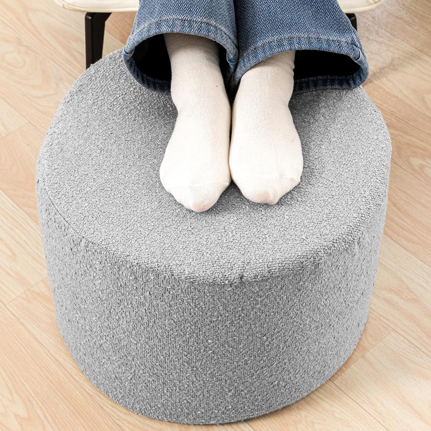 HYKE Supportive Boucle man Foot Rest Elevate Your Living Room Decor ...