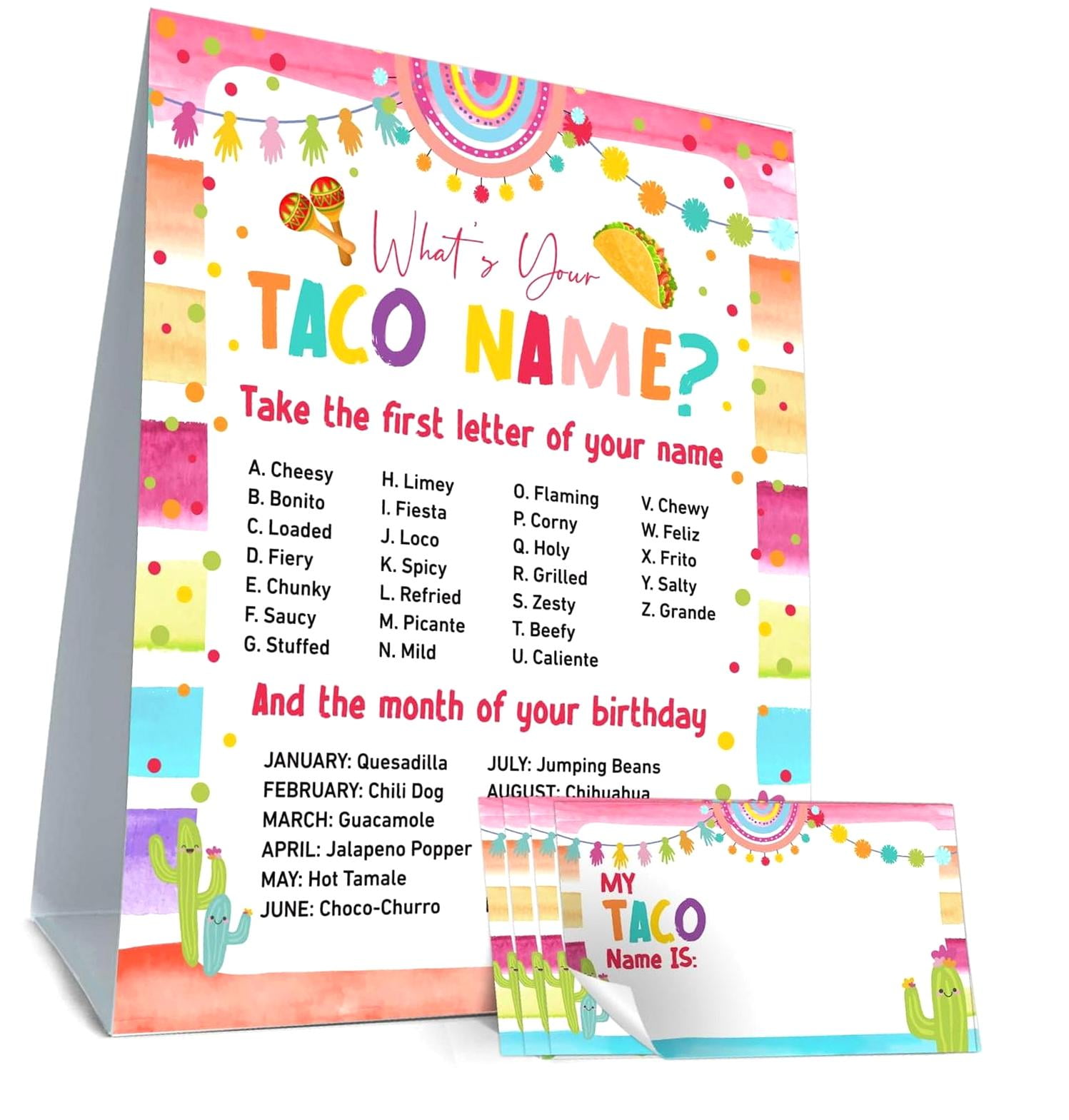 HYKE What's Your Taco Name, Birthday Party Essentials, Taco-Themed ...