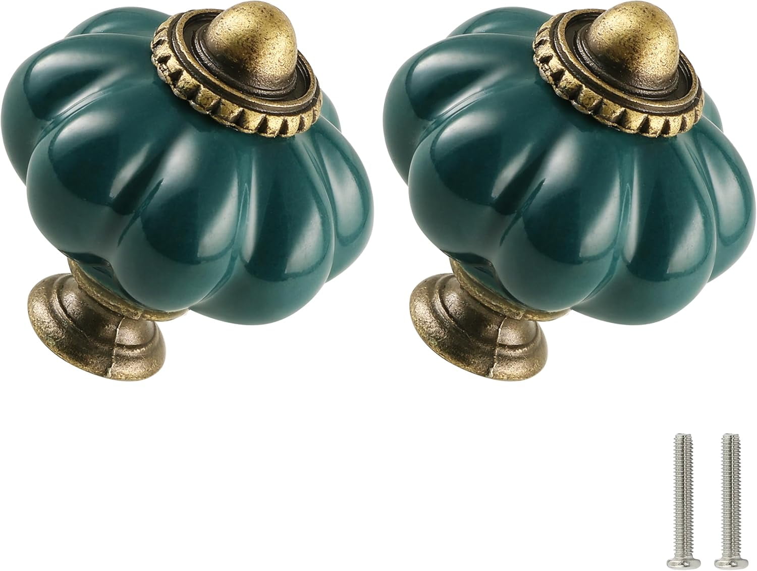 HYKE Teal Pumpkin Knobs 12 Pack Ceramic Cabinet Knobs Vintage Drawer Pulls - Antue Dresser Pulls ...