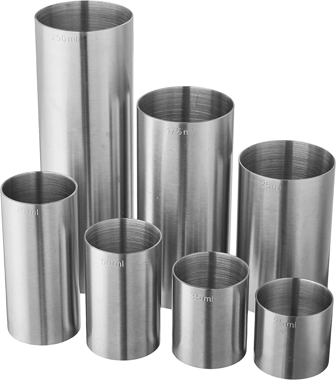 HYKE Thimble Measure, Set, 25/35/50/70/125/175/250 ml., Stainless Steel ...