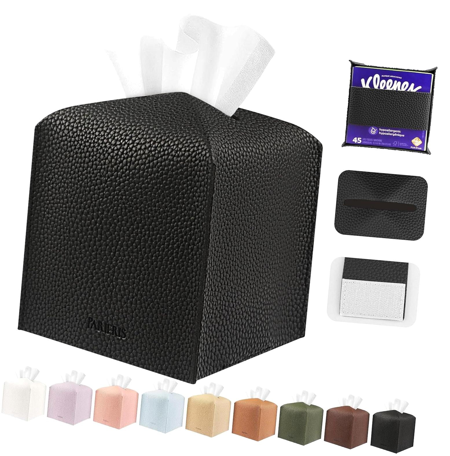 HYKE Tissue Box Cover Holder Square Tissue Cube Cover PU Leather Tissue ...