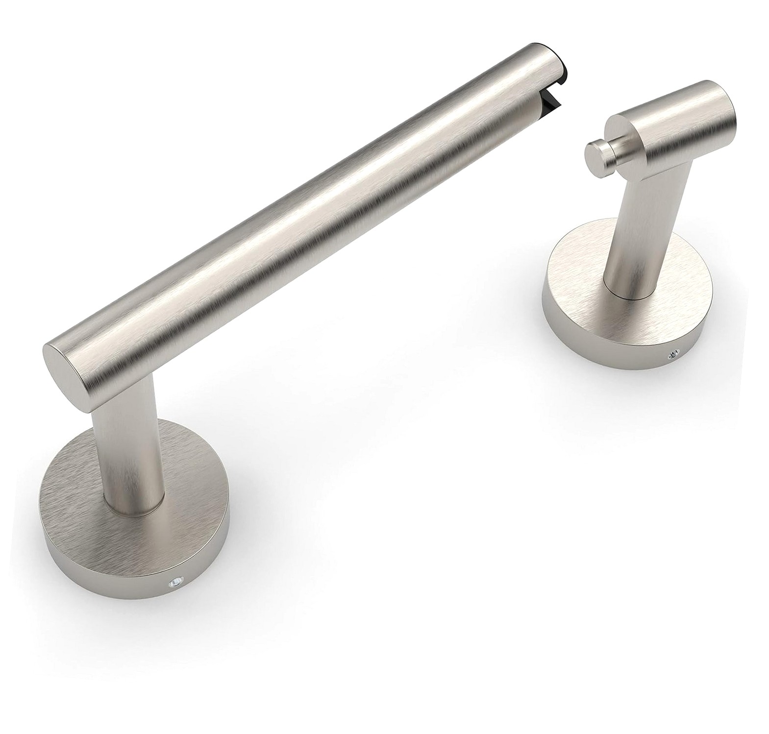 HYKE Toilet Paper Holder Brushed Grey Double Post Pivoting Round Tissue ...