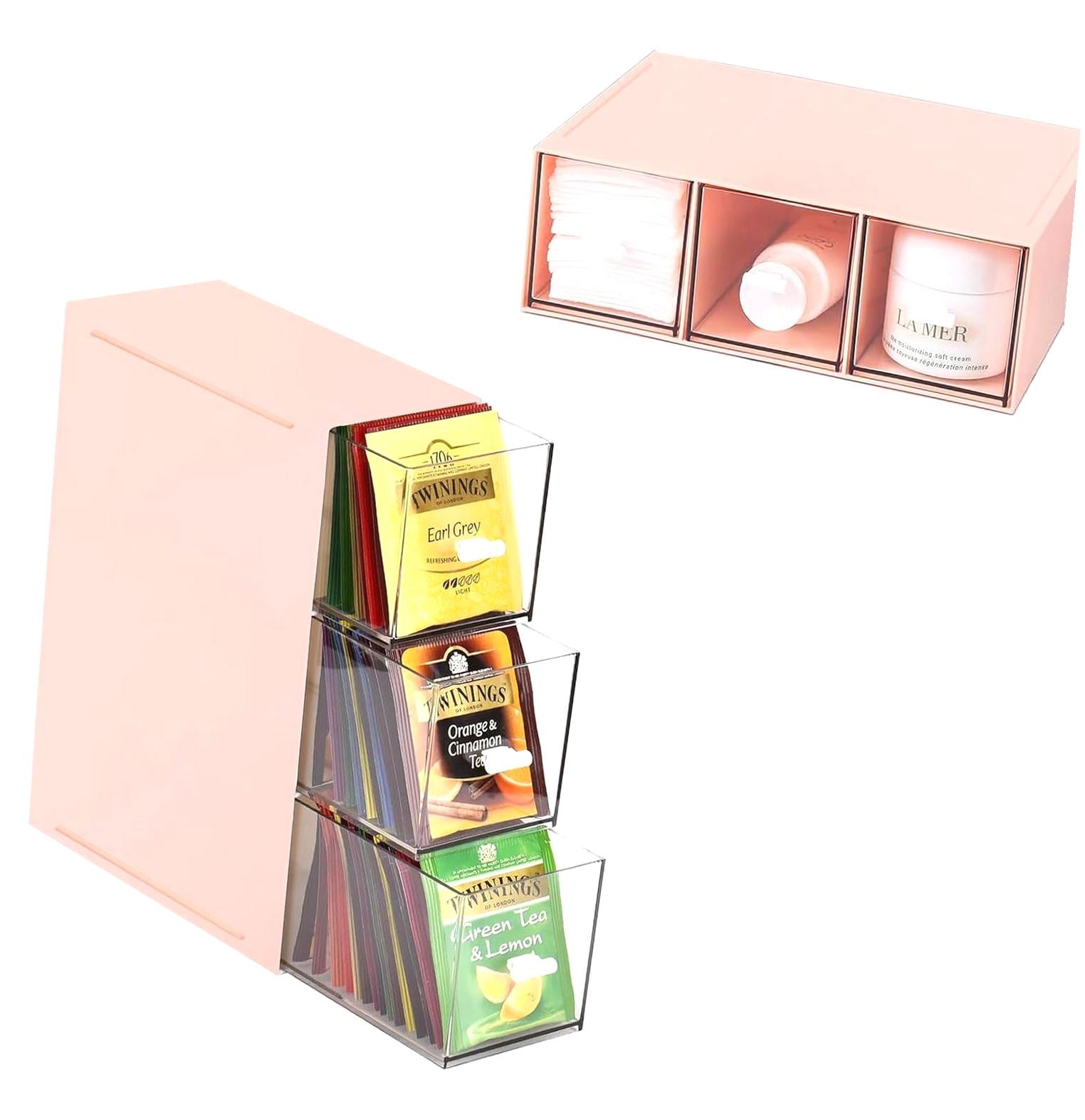 HYKE Transparent Plastic Tea Storage Box, 3-Tier Drawer Organizer for ...