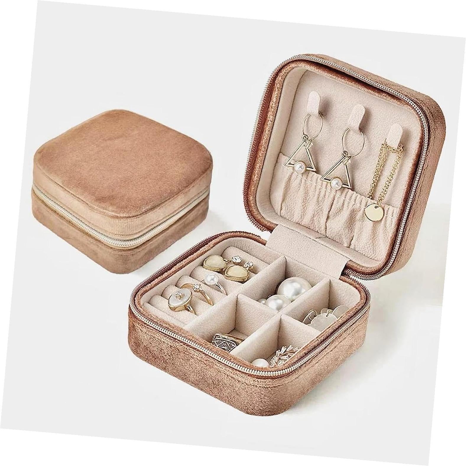 HYKE Travel Jewelry Organizer, Soft Velvet Jewelry Box Compact Jewelry ...