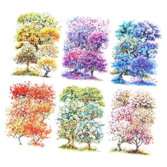 HYKE Tree Scrapbook Stickers Set, 60-Piece Holographic Ephemera for ...
