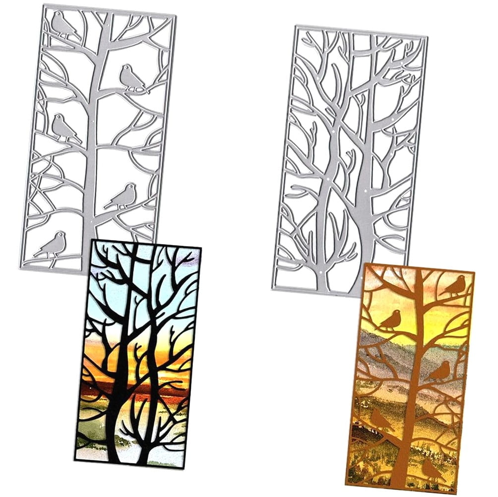 HYKE Trees Birds Die Cuts for Card Making, Rectangle Frame Sets Trees ...