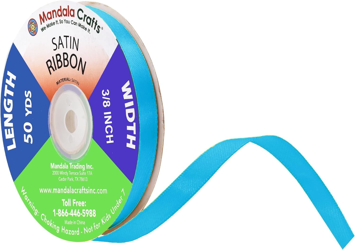 HYKE Turquoise Satin Ribbon for Crafts - 50 Yds 3/8 Inch Turquoise ...