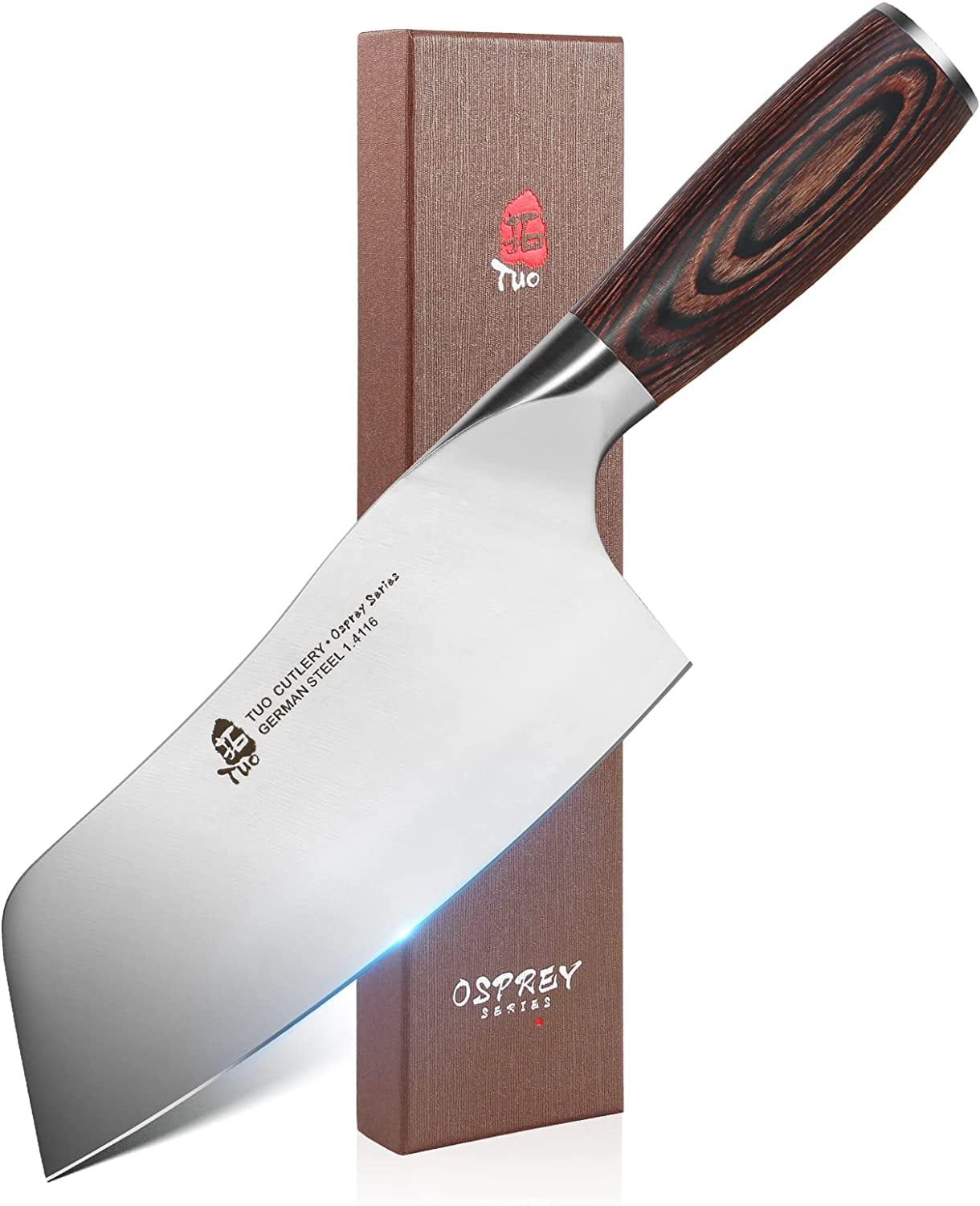 HYKE Vegetable Cleaver 7 Inch- nese Chef Knife German High Carbon Stainless Steel with Pakkawood ...