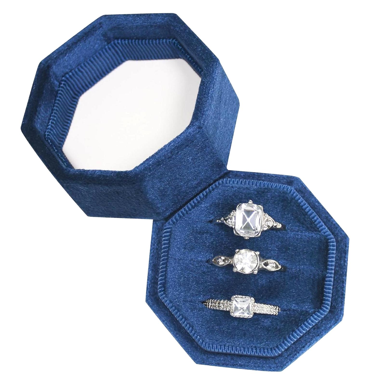 HYKE Velvet Jewelry Box with 3 Slots, Octagon Design Display Case for ...