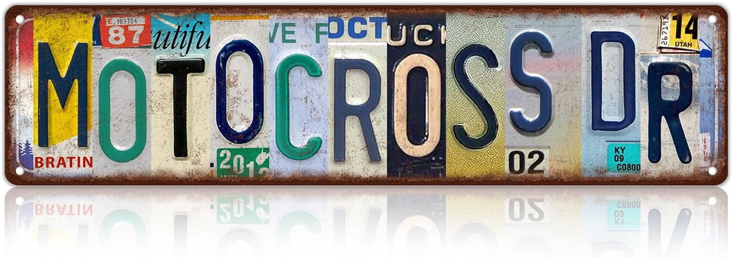 HYKE Vintage Motocross Dr Wall Decor Street Signs Metal Tin Signs 16 x ...