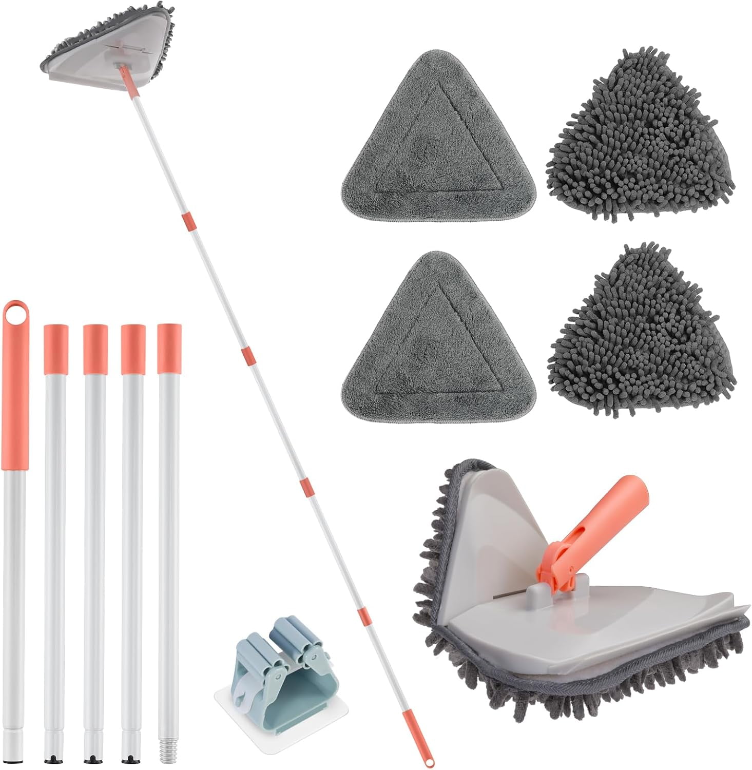 HYKE Wall Cleaner Triangle Mop with 82'' Long Handle - Wall Scrubber ...