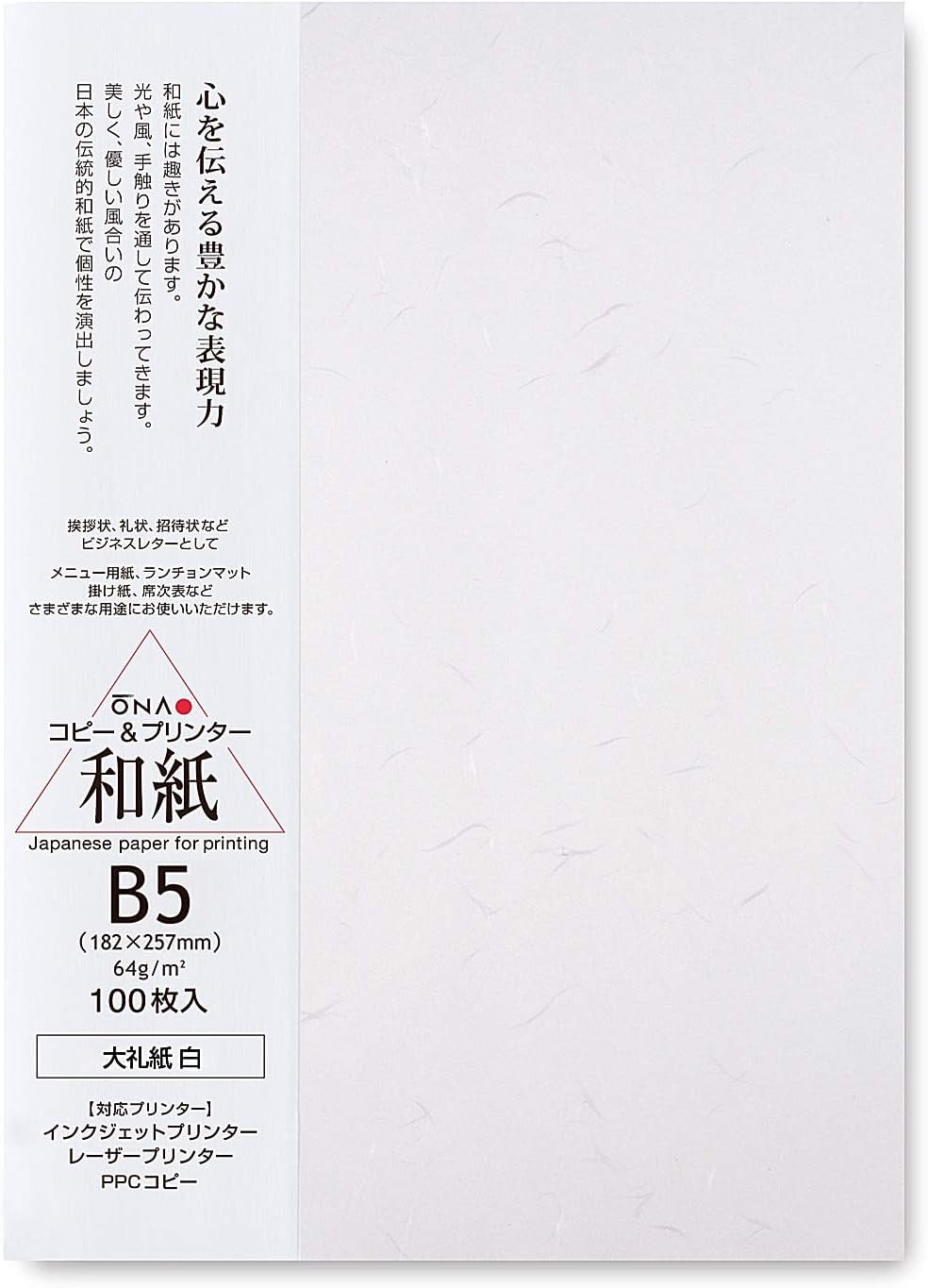 HYKE Washi Paper Printable B5 Printer Paper (100 Sheets), TAIREISHI ...
