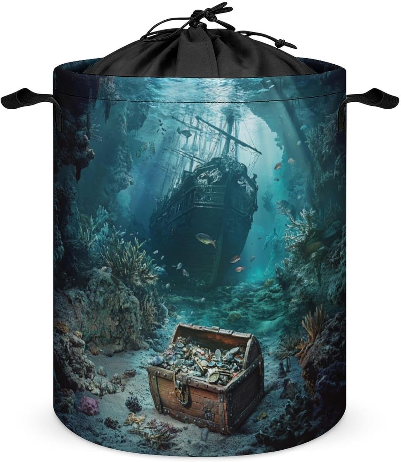 HYKE Watercolor Underwater Treasure Theme Laundry Hamper,Modern ...