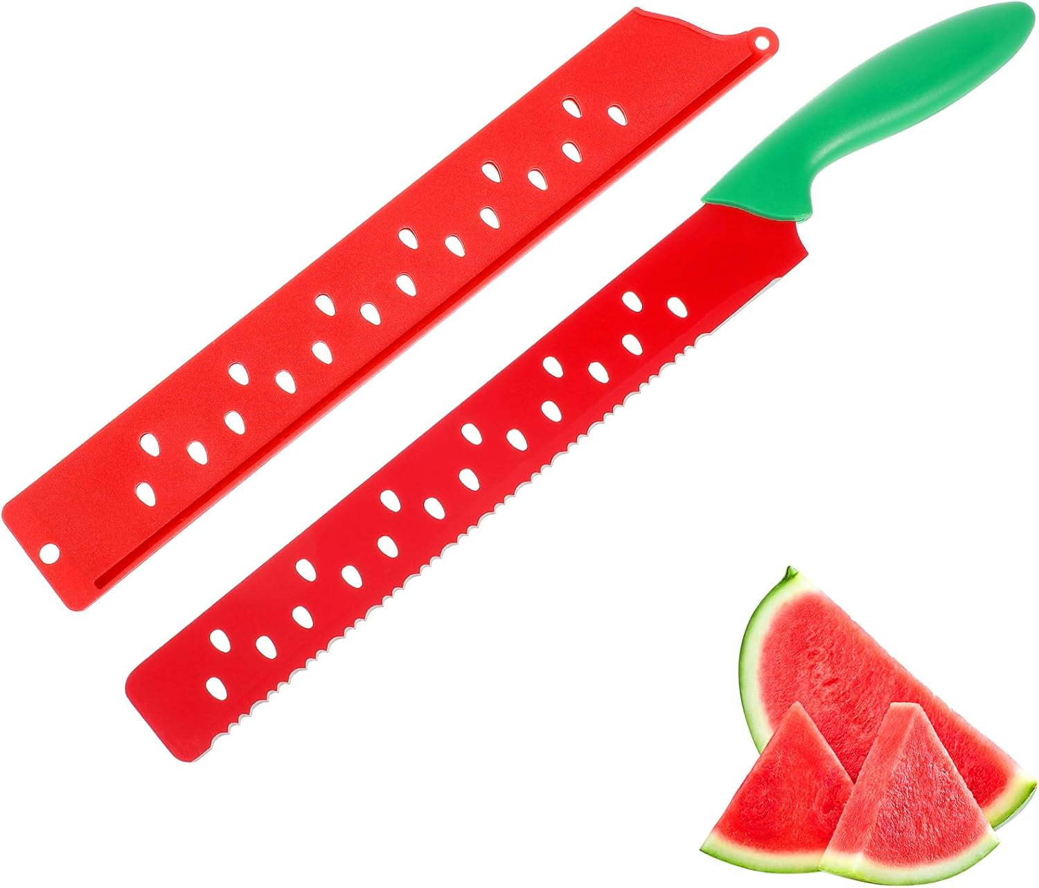 HYKE Watermelon Knife with Sve: Long Serrated Watermelon Knife for Melon Cutting - Kitchen Fruit ...