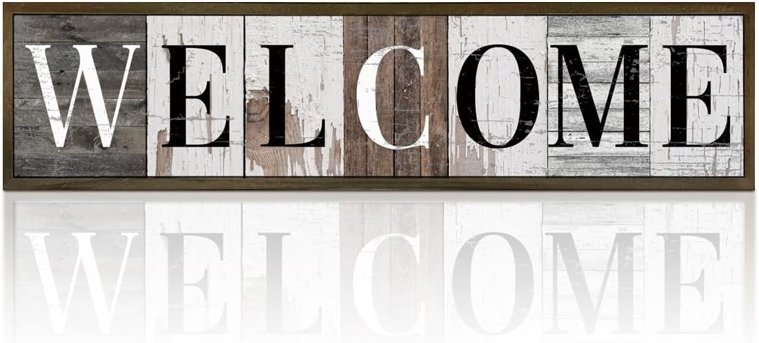 HYKE Welcome Wood Signs, Rustic Wall Plaque, Farmhouse Front Door Sign ...